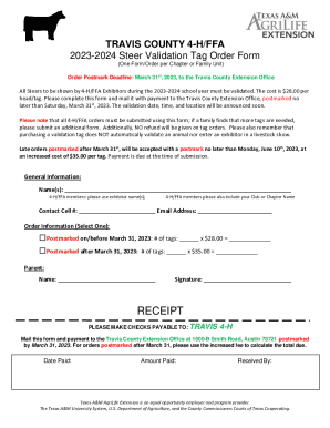 Fillable Online travis-tx tamu 2023-2024 Steer Validation Tag Order ...