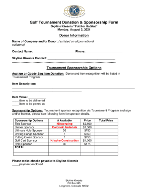 Fillable Online Golf Tournament Donation Form Fax Email Print - pdfFiller