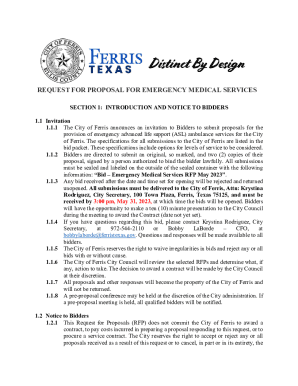 Fillable Online Request for Proposal for Emergency Medical Services Fax ...