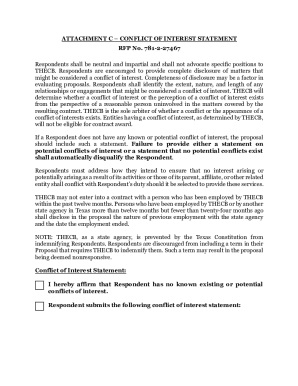 Fillable Online Attachment C - Conflict of Interest Statement Form Fax ...