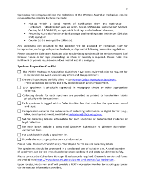 Fillable Online Herbarium Submission Request. Western Australian ...