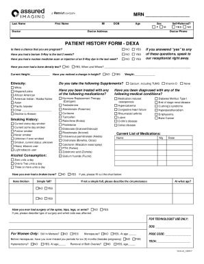 Fillable Online MRN PATIENT HISTORY FORM - DEXA Fax Email Print - pdfFiller