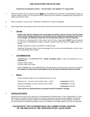 Fillable Online STUDY LEAVE EXPENSES CLAIM FORM - Scotland Deanery Fax ...