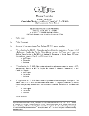 Fillable Online Planning Commission Chair: Chris Bryant Commission ...