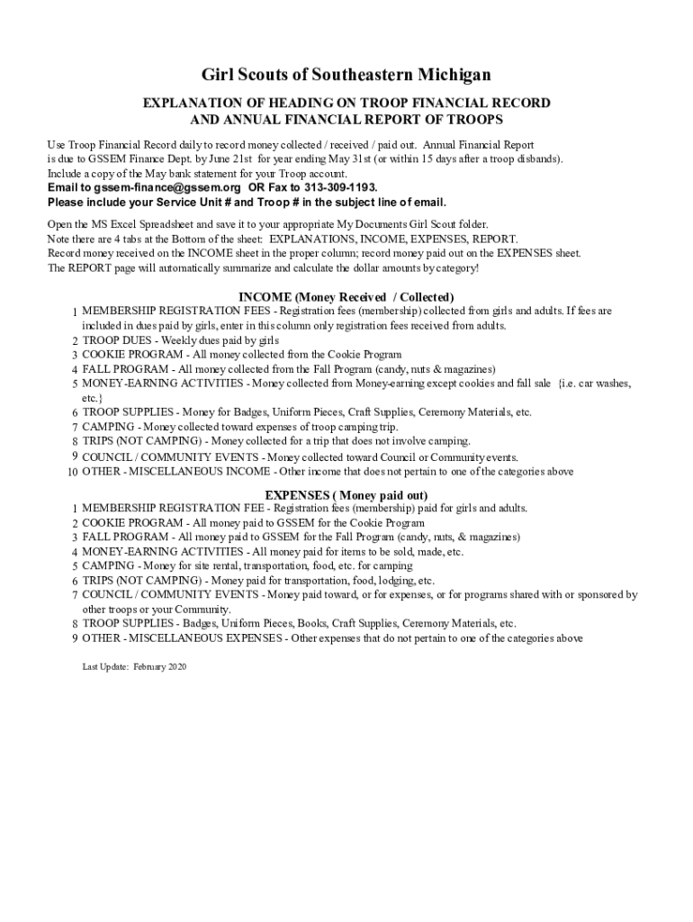 Fillable Online Annual Troop Finance Report. Annual Troop Finance ...