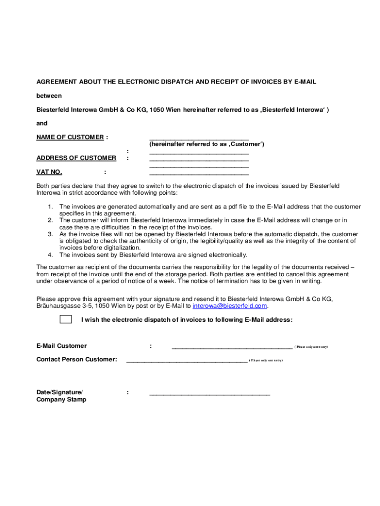 Fillable Online AGREEMENT ABOUT THE ELECTRONIC DISPATCH AND ... Fax Email Print - pdfFiller