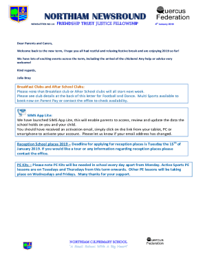 Fillable Online Welcome back to the new term, I hope you all had ...