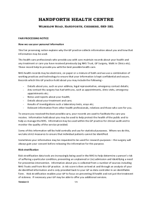 Fillable Online Fair Processing NoticeAlderley Edge Medical Practice ...
