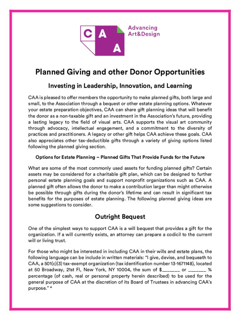 Fillable Online The benefits of planned giving for nonprofits and ...