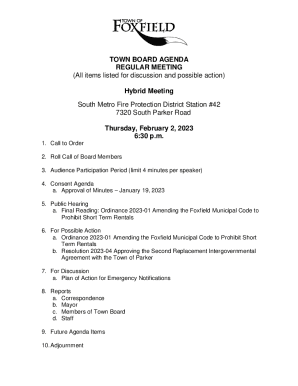 Fillable Online town board agenda Fax Email Print - pdfFiller