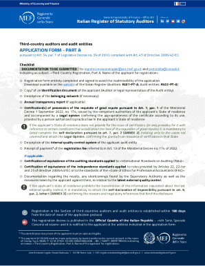Fillable Online APPLICATION FORM - PART A Italian Register of Statutory ...