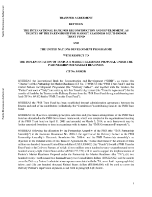 Fillable Online documents banquemondiale Amendment to the Transfer ...
