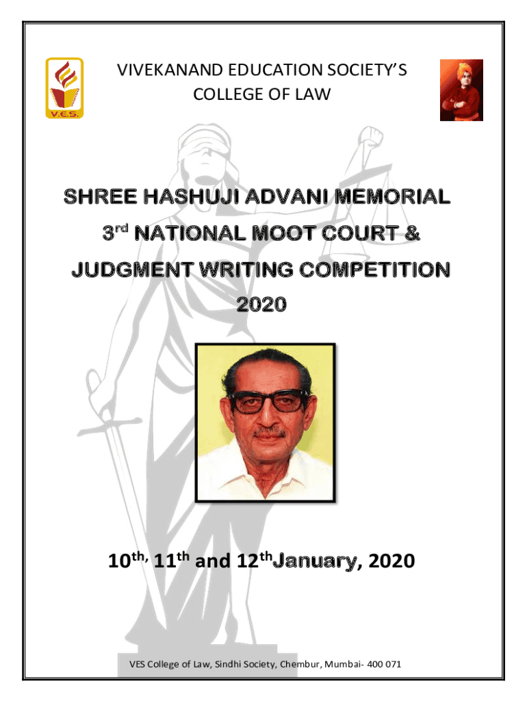 Fillable Online Moot Court Competition V.E.S College of Law, Shri ...
