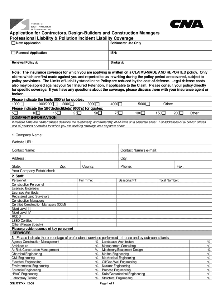 Fillable Online Application for Contractors, Design-Builders and ...