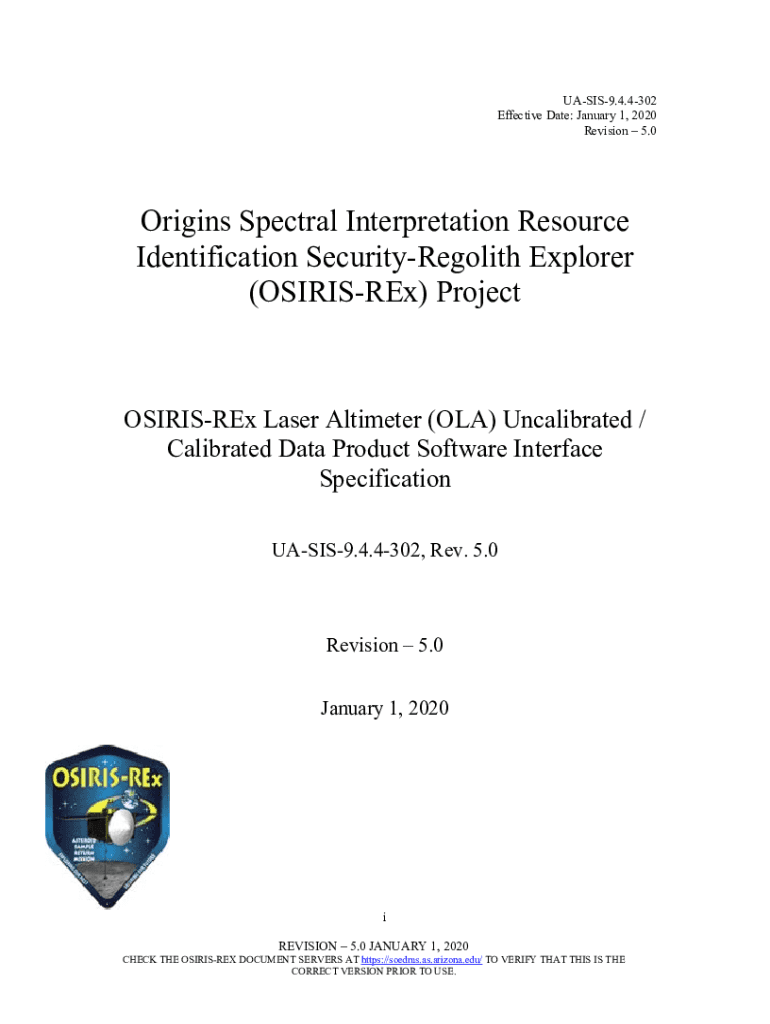 Fillable Online OSIRIS-REx Laser Altimeter (OLA) Uncalibrated ...