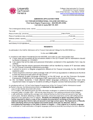 Fillable Online Admission application form Fax Email Print - pdfFiller
