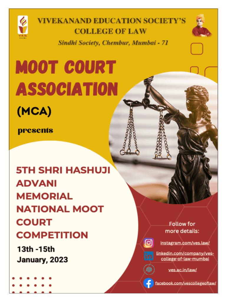 Fillable Online The Moot Court Association (MCA) of VES College of Law ...