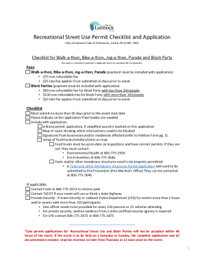 Fillable Online Recreational Street Use Permit Checklist and ...