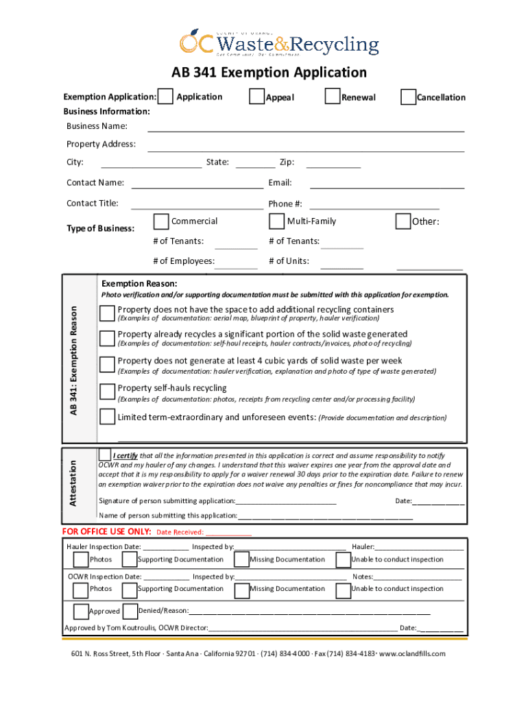 Fillable Online division of waste management application for tax ...