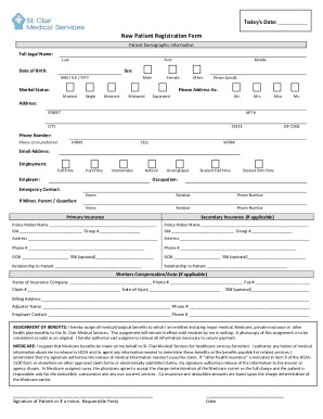 Fillable Online PATIENT REGISTRATION FORM HOSPITAL FOR ... Fax Email ...