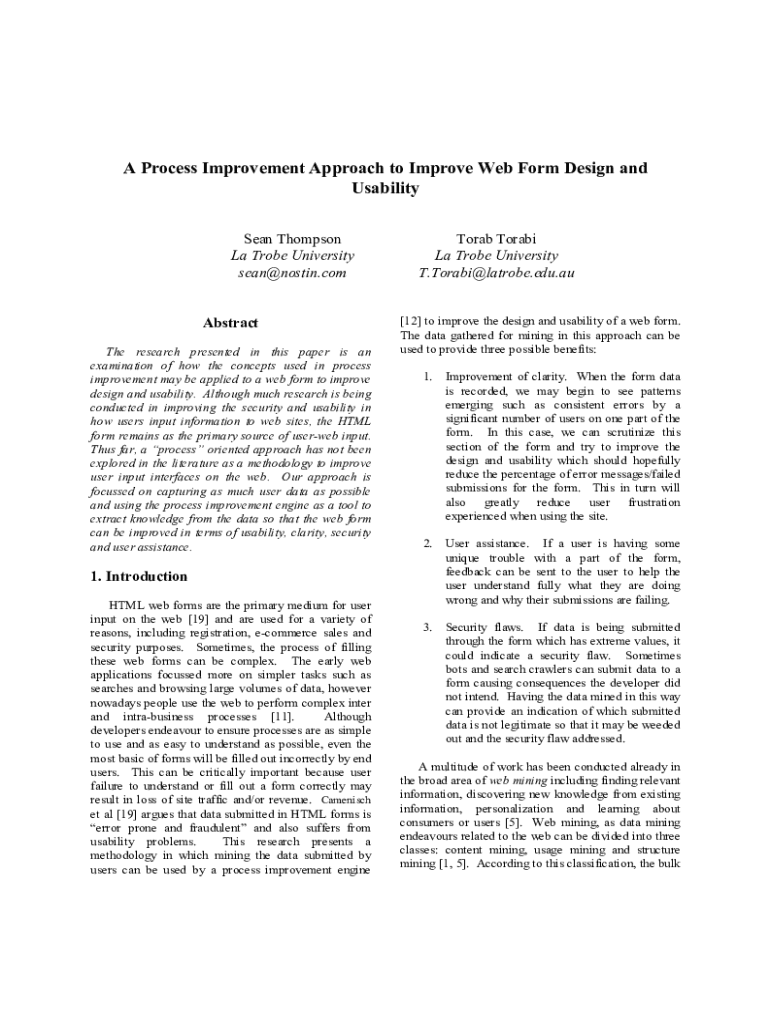 Fillable Online A Process Improvement Approach to Improve Web Form ... Fax Email Print - pdfFiller