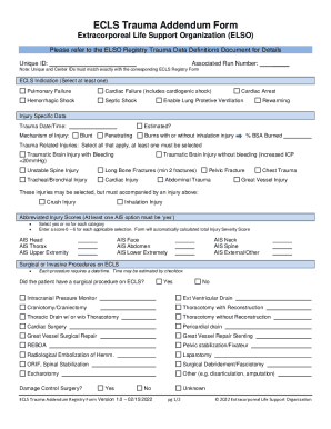 Fillable Online ECLS Trauma Addendum Form - Extracorporeal Life Support ... Fax Email Print ...