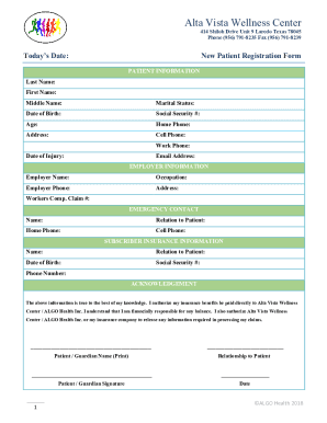 Fillable Online NEW PATIENT REGISTRATION FORM GREEN Fax Email Print - pdfFiller