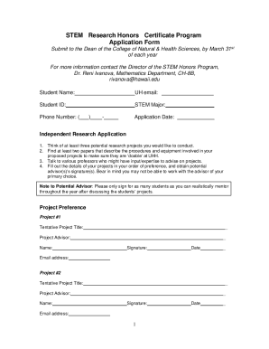 Fillable Online hilo hawaii STEM Research Honors Certificate Program ...