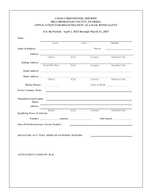 Fillable Online Application for Registration As A Bail Bond Agent Fax ...