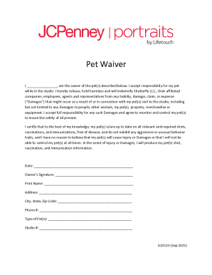 Fillable Online Pet Release and Indemnification Agreement Fax Email ...