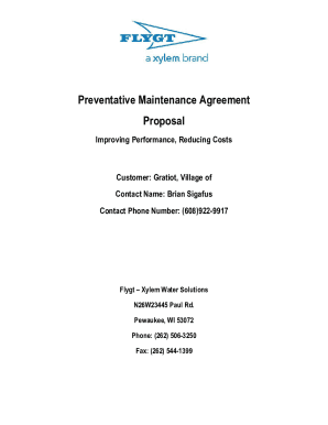 Fillable Online Preventative Maintenance Agreement Proposal Fax Email ...