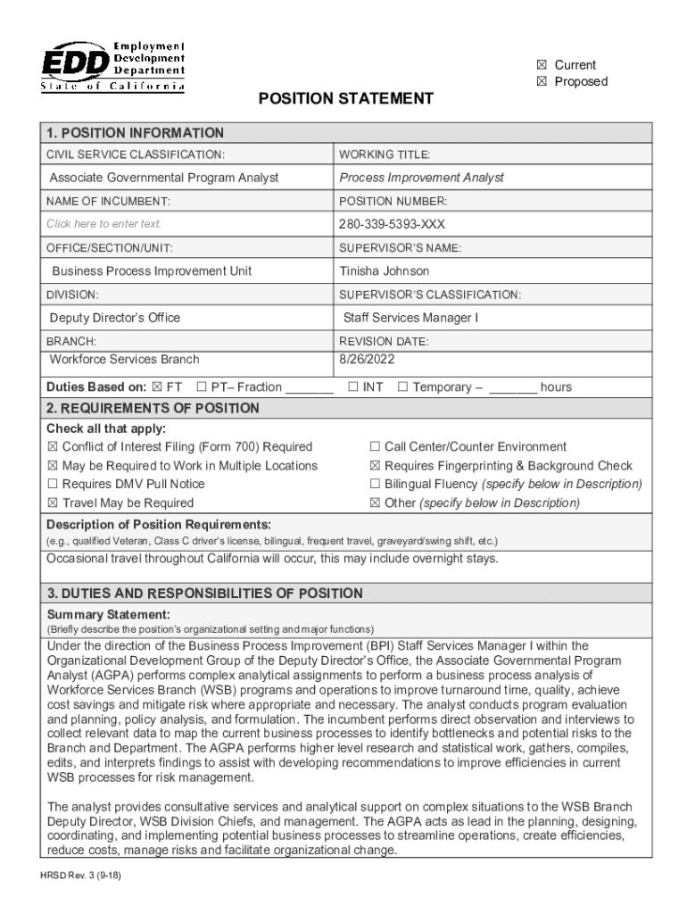 Fillable Online Process Improvement Analyst Fax Email Print - pdfFiller