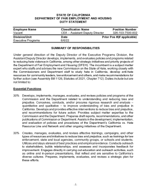 Fillable Online Chief Deputy Director (CEA) Job Bulletin and Duty Statement Fax Email Print ...