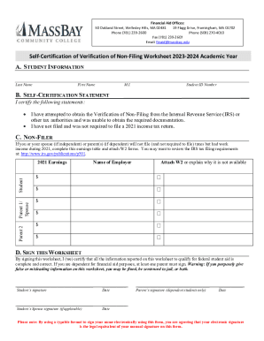 Fillable Online Self-Certification of Verification of Non-Filing ...