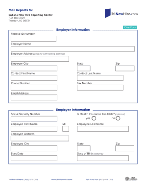 Fillable Online Indiana New Hire Reporting Form Fax Email Print - pdfFiller