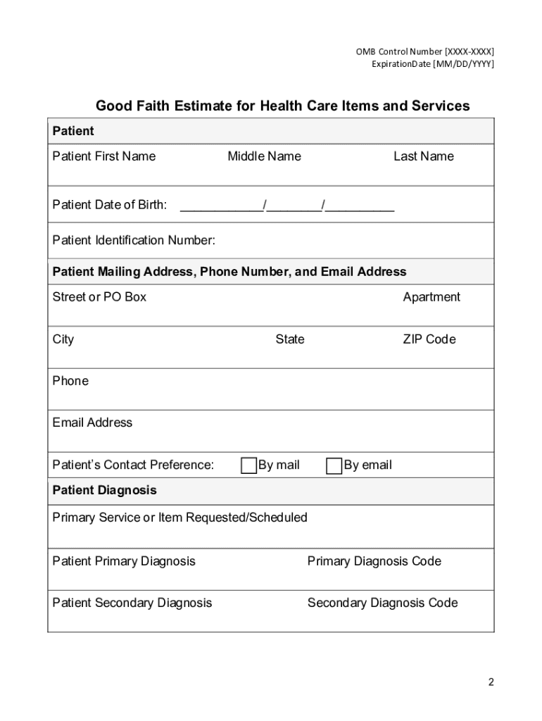 Fillable Online You have the right to receive a Good Faith Estimate ...