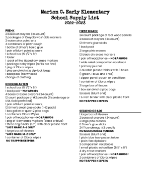 Fillable Online Preschool Supplies, Pre K Supply ListCrayola.com Fax ...