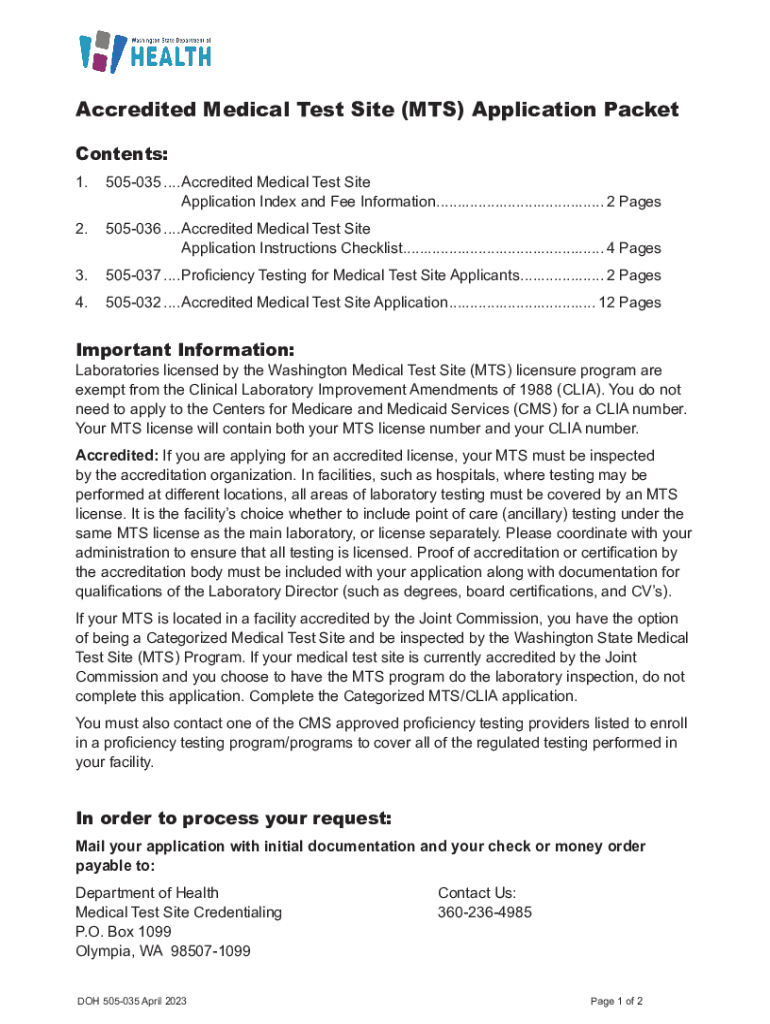Fillable Online doh wa Certificate of Waiver Medical Test Site ...