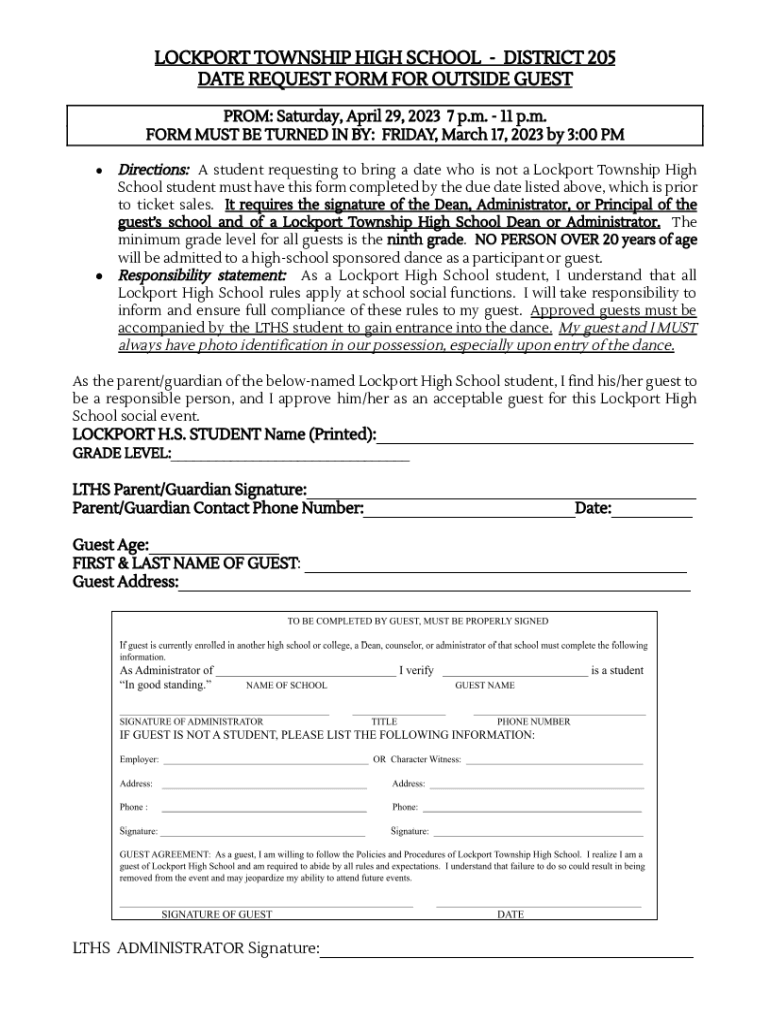 Fillable Online 2023 Prom Guest Request Form Fax Email Print - pdfFiller