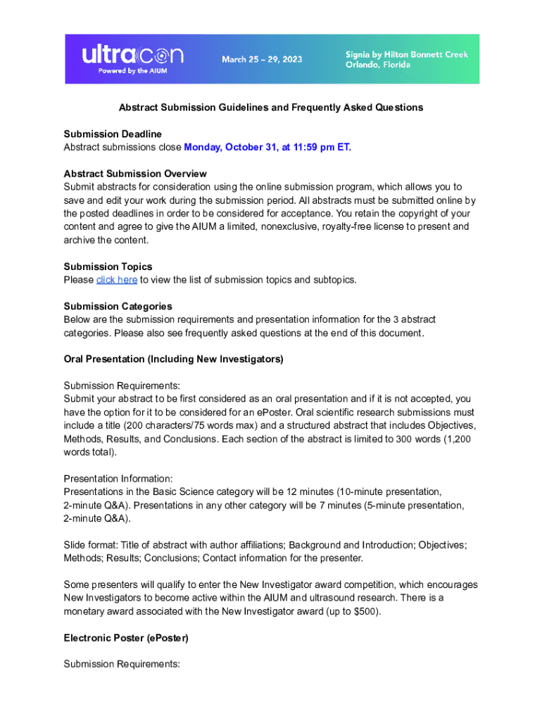 Fillable Online Guidelines for Abstract Preparation and Submission Fax ...