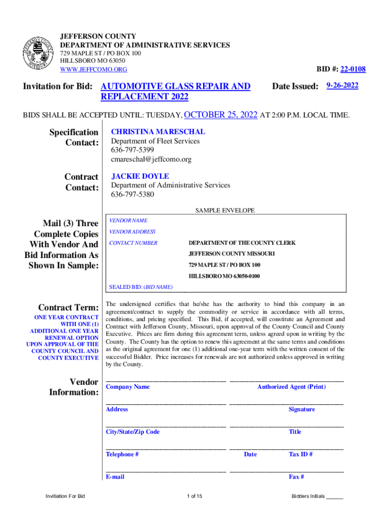 Fillable Online BID #: 22-0108 Fax Email Print - pdfFiller