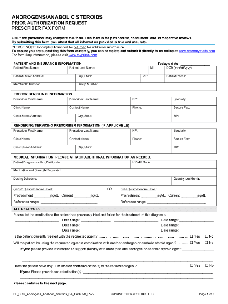 Fillable Online Oral Androgens Prior Authorization Request Form Fax Email Print - pdfFiller