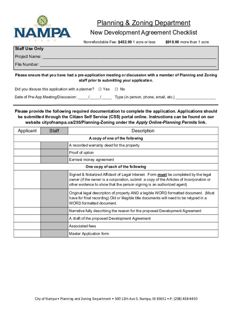 Fillable Online Planning & Zoning Department - New Development ...