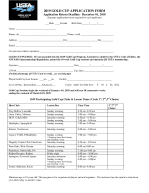 Fillable Online 2019 GOLD CUP APPLICATION FORM Fax Email Print - pdfFiller