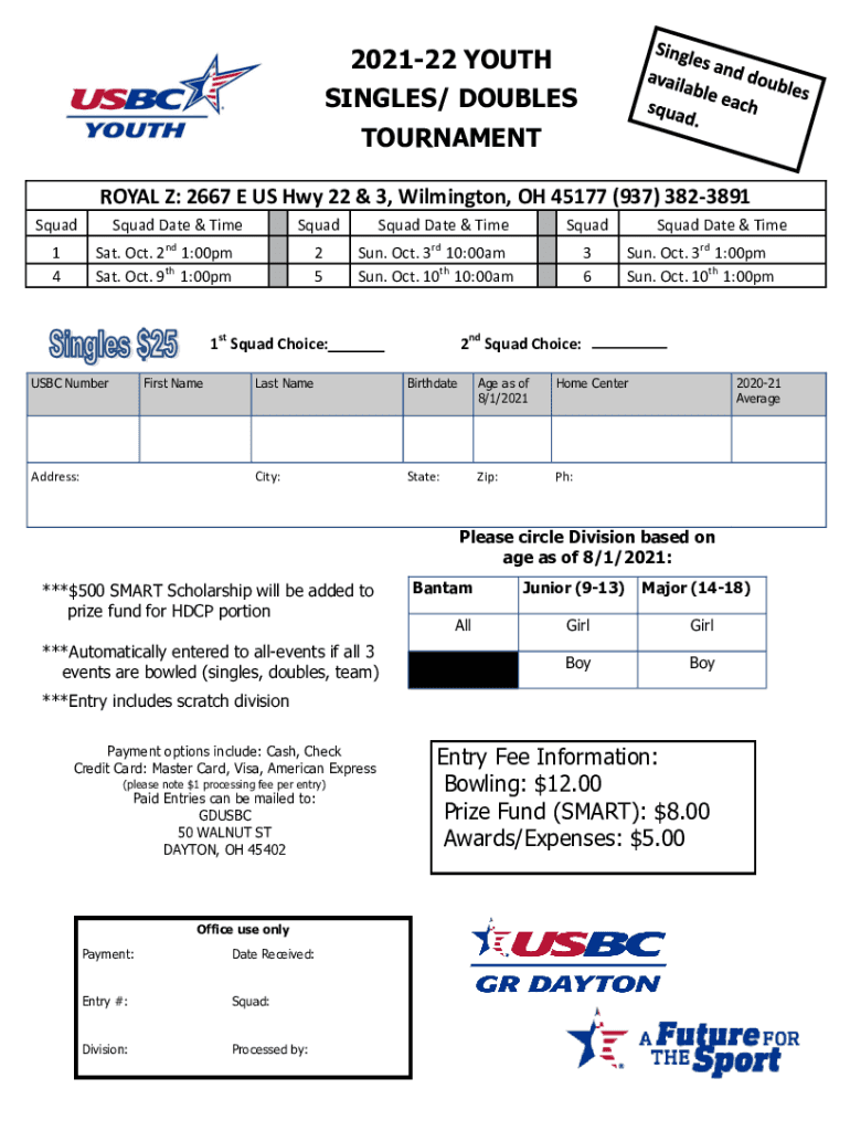 Fillable Online Alabama USBC Association Youth State Tournament Fax Email Print - pdfFiller