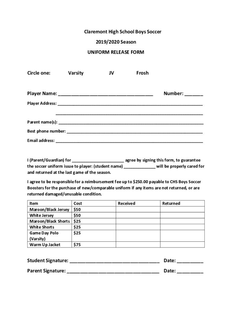Fillable Online Uniform Release Form.docx Fax Email Print - pdfFiller