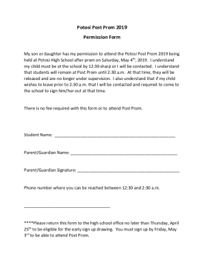 Fillable Online Potosi Post Prom 2019 Permission Form Fax Email Print ...