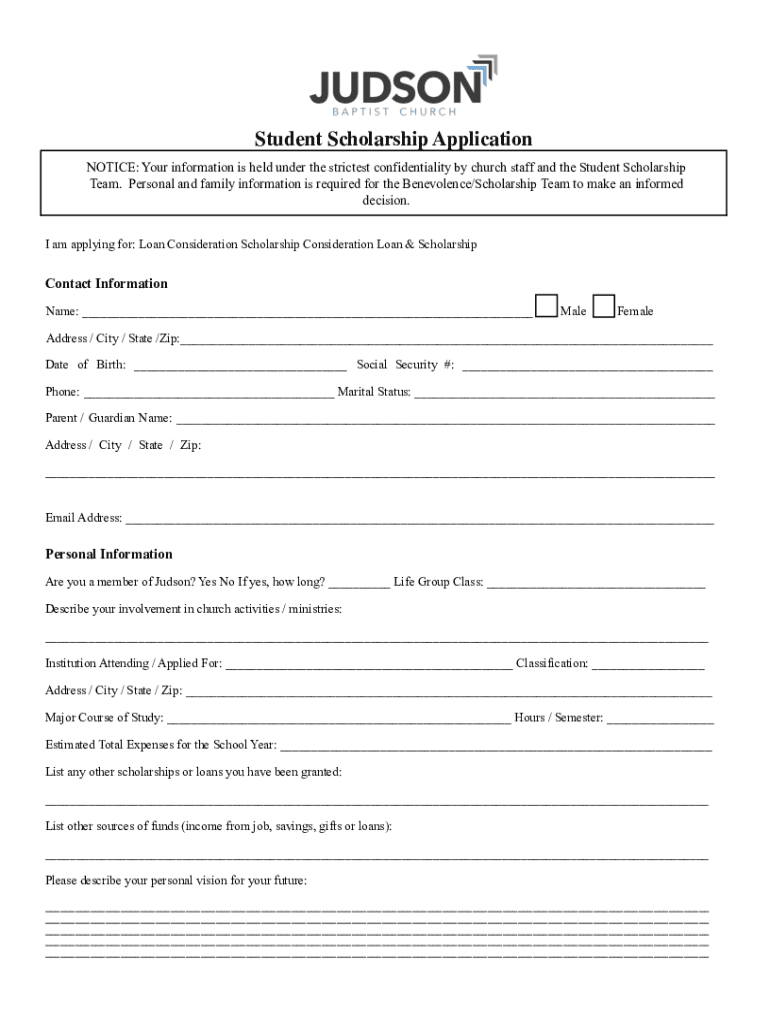 Fillable Online Scholarship Application 2023 - fillable Fax Email Print - pdfFiller