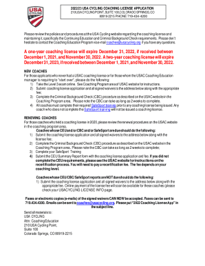 Fillable Online Coaching License application - USA Cycling Fax Email ...