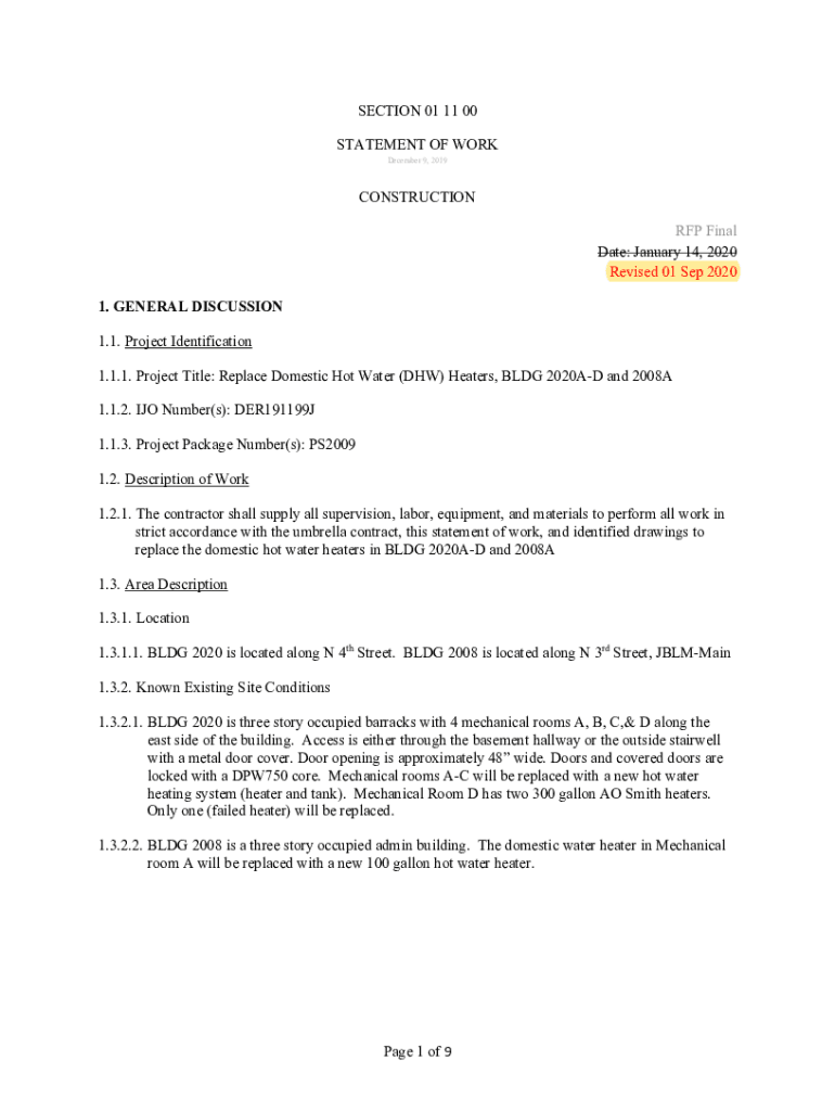 Fillable Online Section 01 11 00 - SOW Template Fax Email Print - pdfFiller